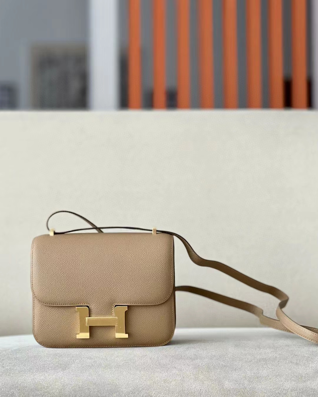 DesignerReps Constance Epsom OM milk tea color Gold Hardware 18cm Full ...